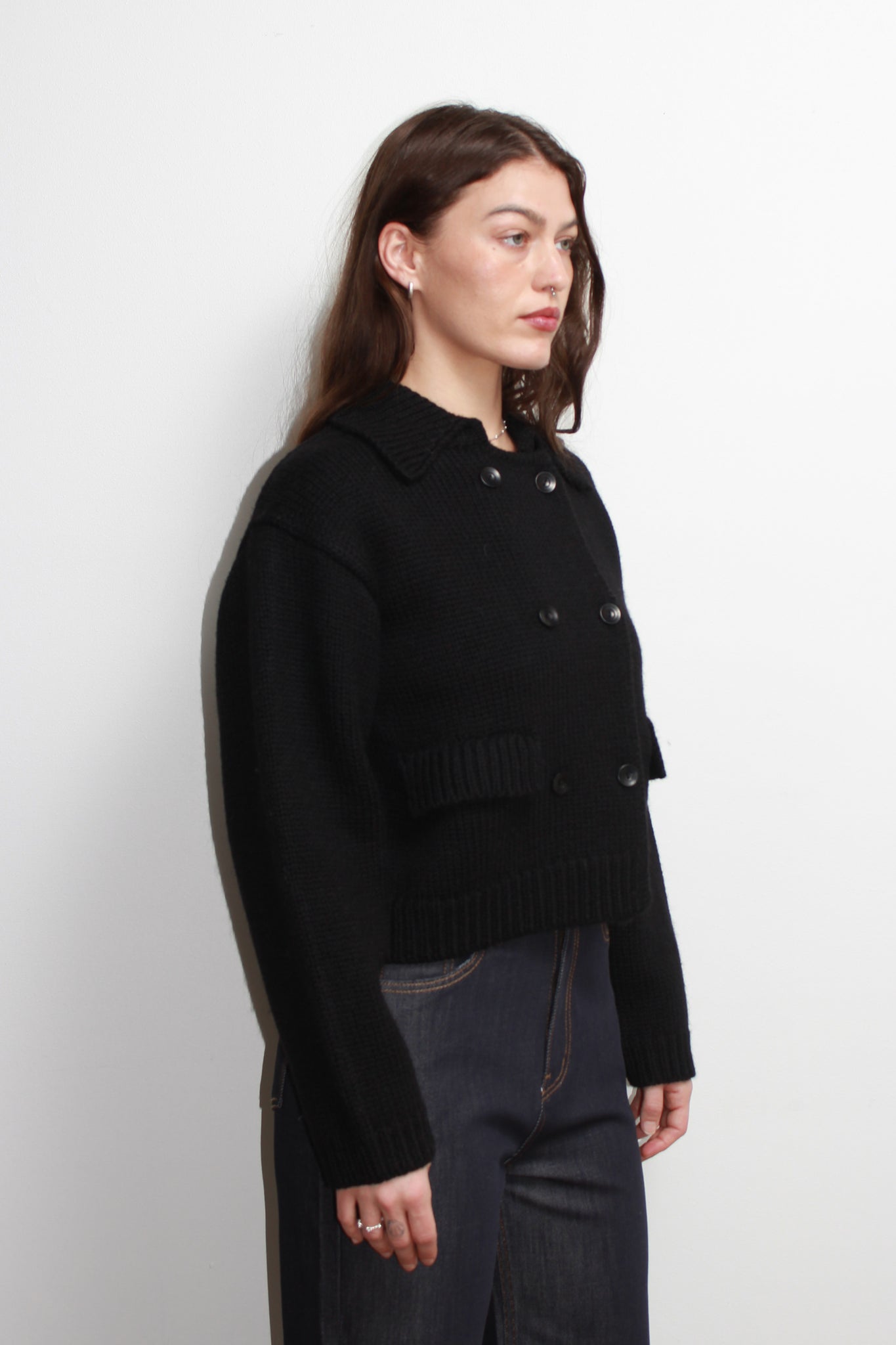 Pebble Crop Knit Jacket in Black – Jowa.shop